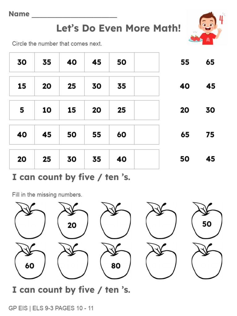 Counting by Fives and Tens Worksheet | PDF