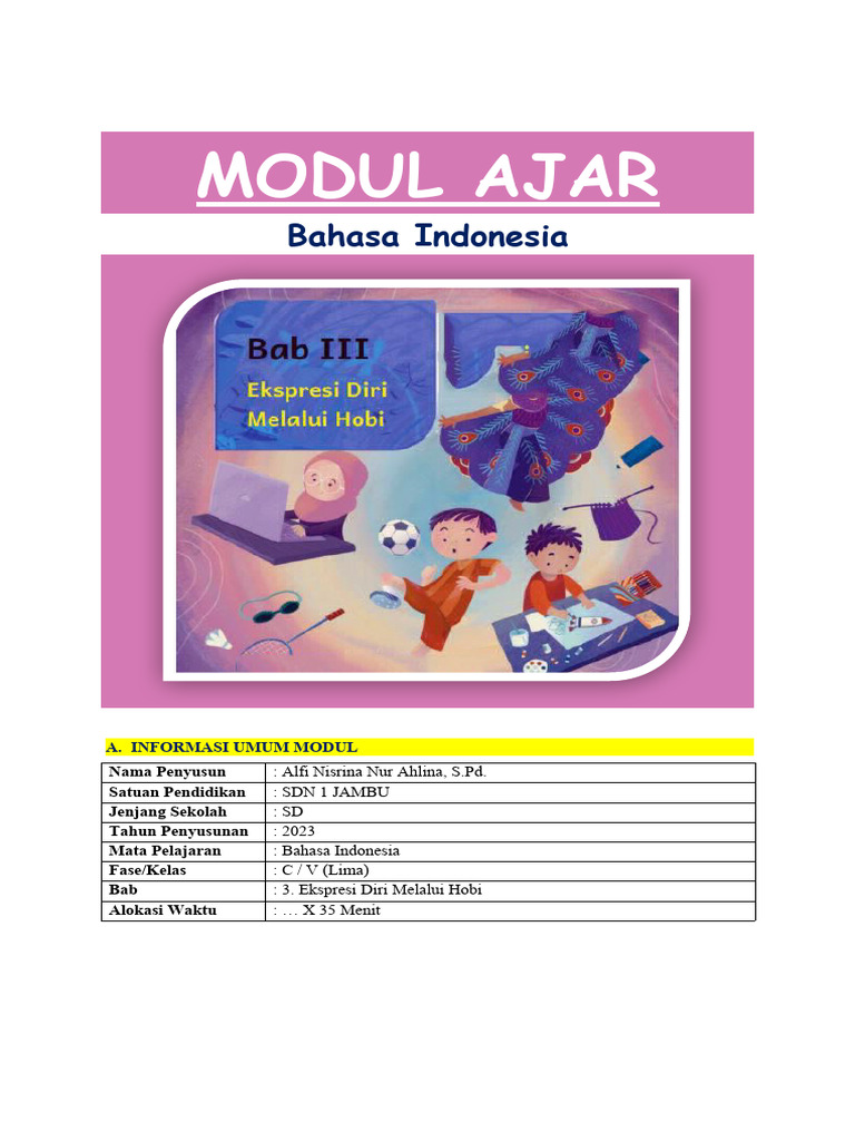 5.3. MA B.INDO Bab III Ekspresi Diri Melalui Hobi | PDF
