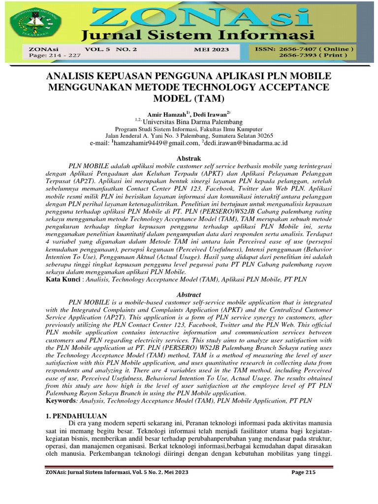 Analisis Kepuasan Pengguna Aplikasi PLN Mobile Menggunakan Metode Technology Acceptance Model ...