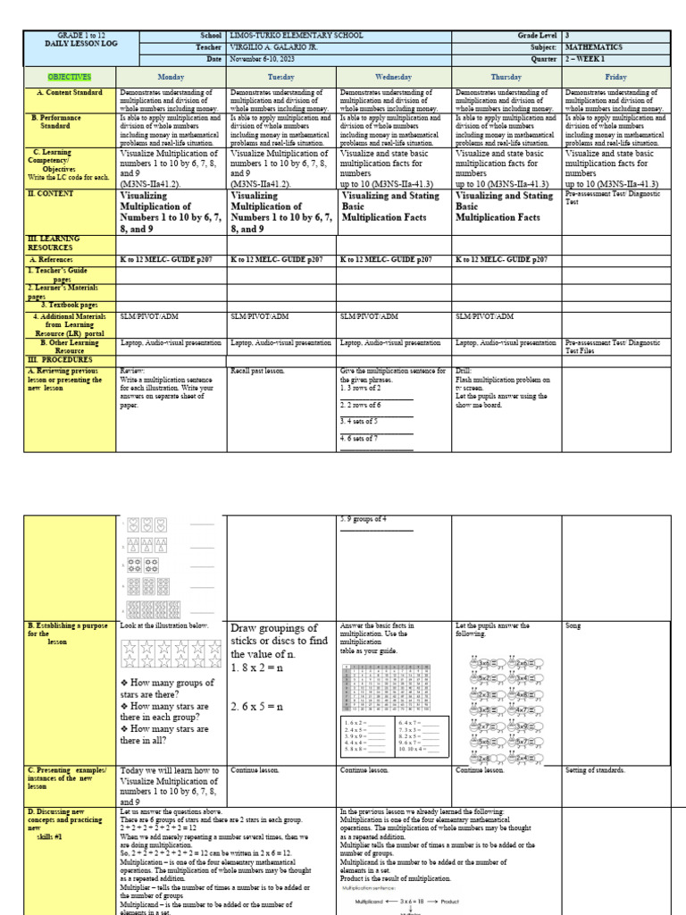 WEEK1-dll-MATH-ENG | PDF | Multiplication | Numbers