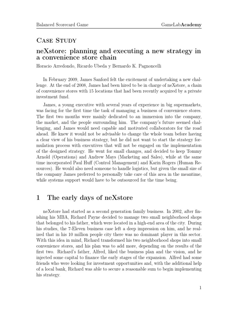 EN - Balanced Scorecard Game - Case Study-1-3 | PDF | Convenience Store ...