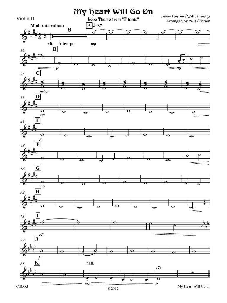 My Heart Will Go On - Violin II | PDF