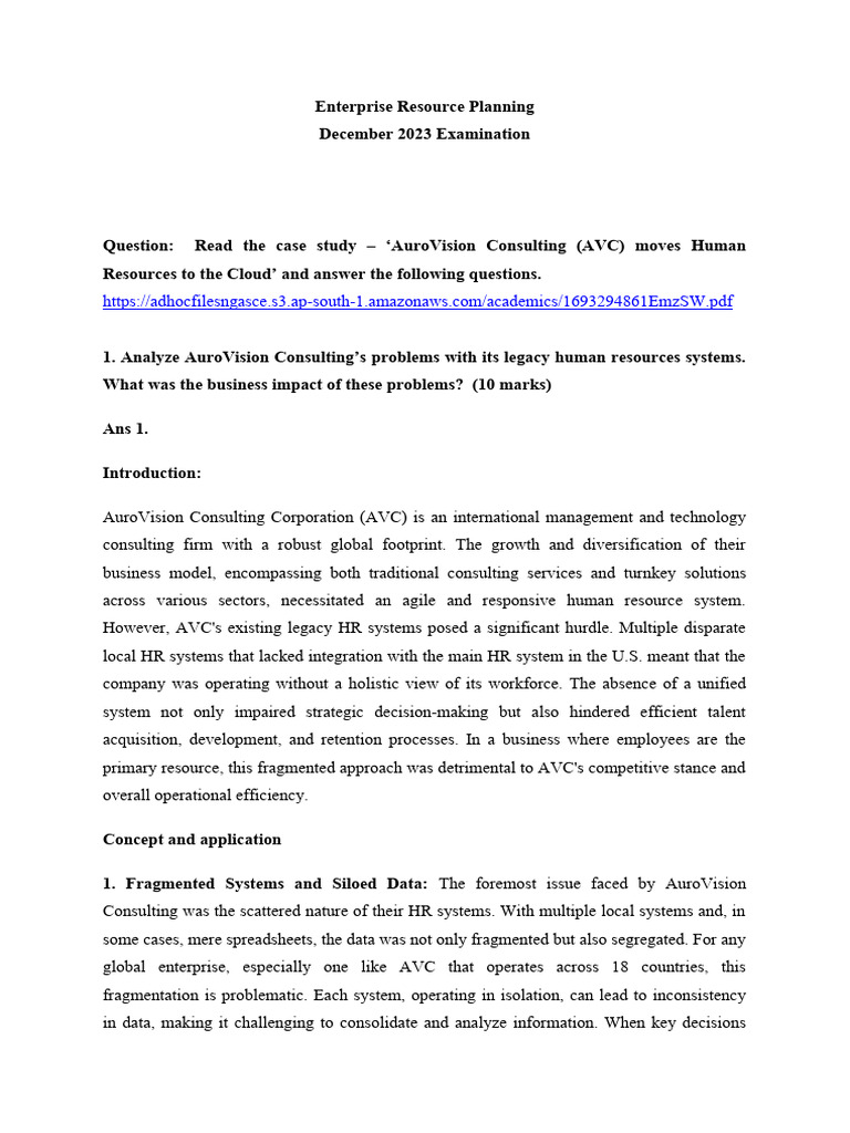 Enterprise Resource Planning CA1 | PDF