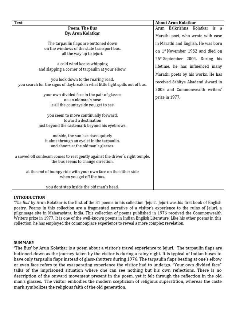 The Bus | PDF | Poetry