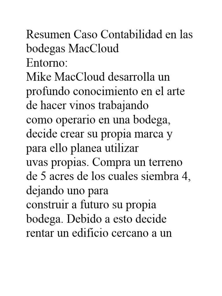 Contabilidad Bodegas MacCloud: Análisis Financiero | PDF | Inversiones ...