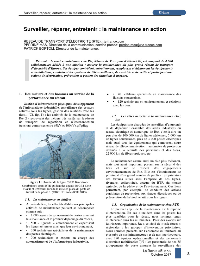Maintenance du réseau électrique RTE | PDF | Drone | Réseau électrique