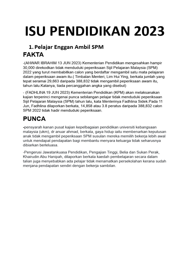 ISU PENDIDIKAN 2023 | PDF