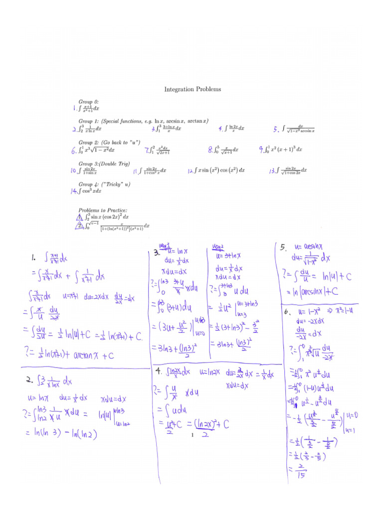 Solutions To Integration Problems | PDF