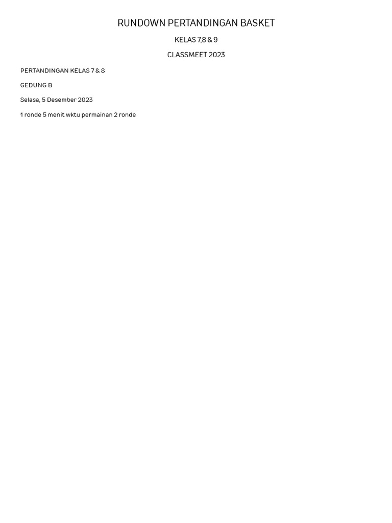 RUNDOWN BASKET CLASSMEET 23.docx - 20231204 - 184102 - 0000 | PDF