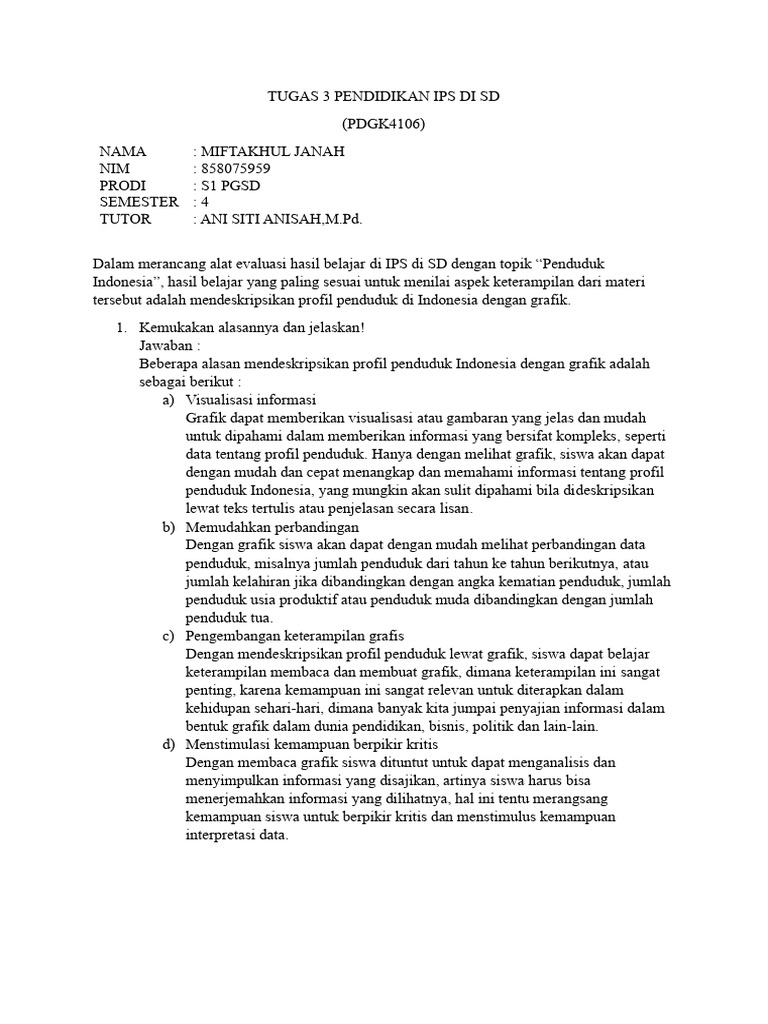 Tugas 3 Pendidikan Ips Di SD | PDF | Ilmu Sosial | Seni