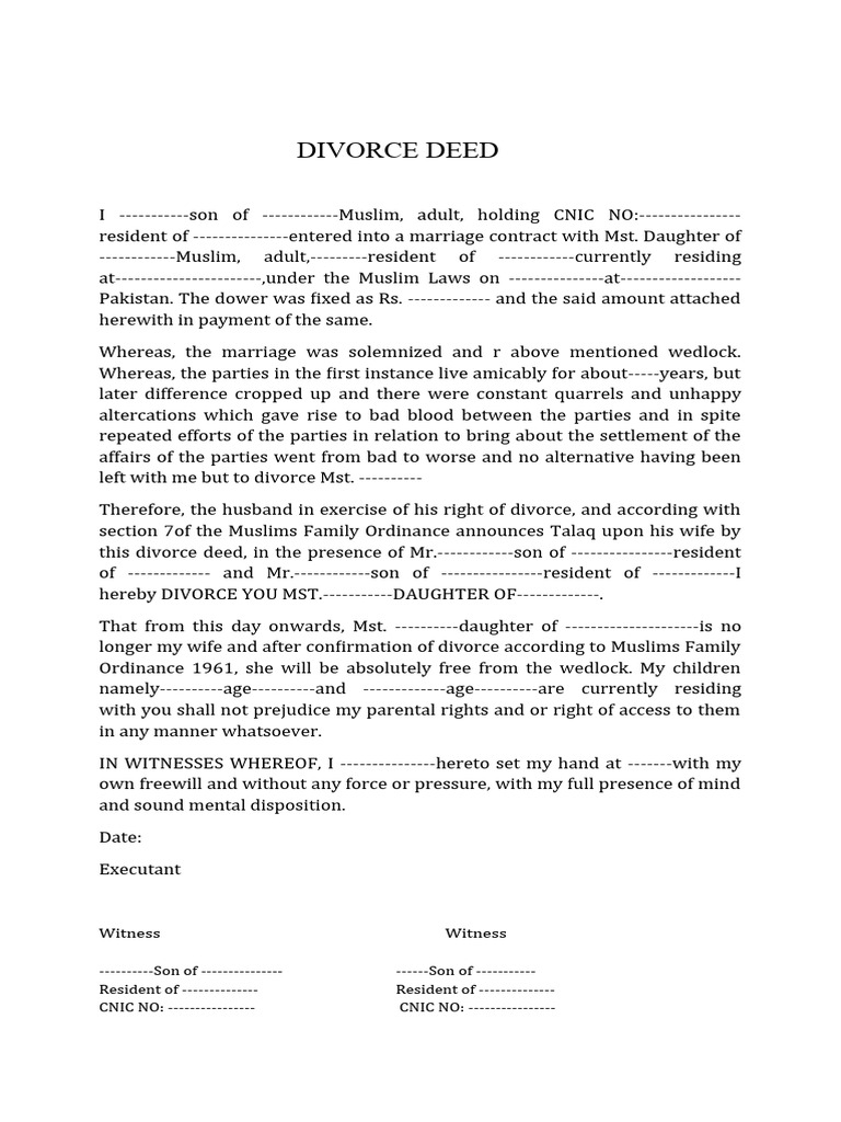 Divorce Deed | PDF