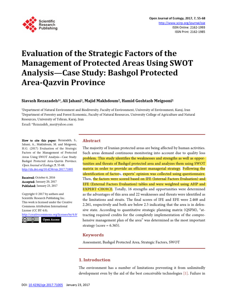 Oje 2017012314052274 | PDF | Swot Analysis | Environmental Social Science