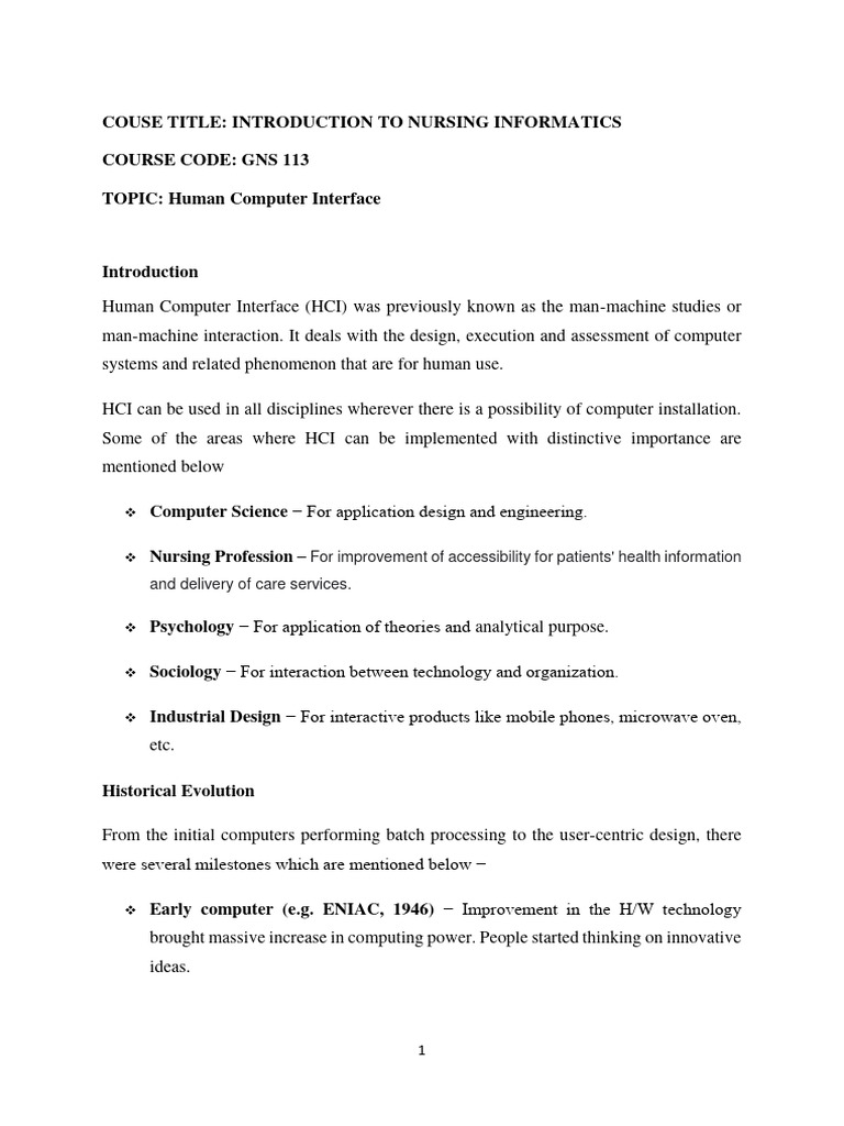 Lesson Note On HUMAN COMPUTER INTERFACE - Protedted | PDF | Usability | Human–Computer Interaction