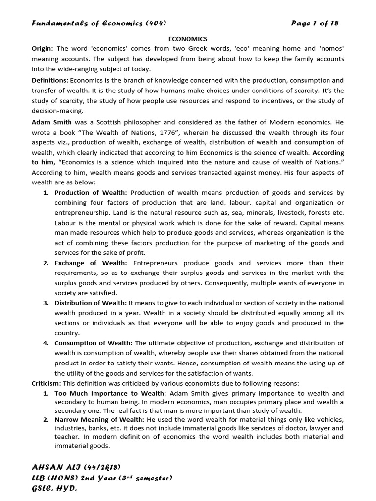 Fundamentals of Economics | PDF | Economics | Microeconomics