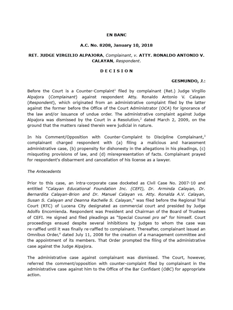 4.4-Judge-Alpajora-vs-Atty-Calayan - DONE | PDF | Contempt Of Court ...