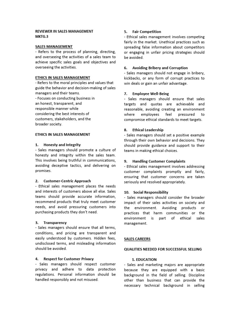 Reviewer in Sales Management | PDF | Marketing | Sales