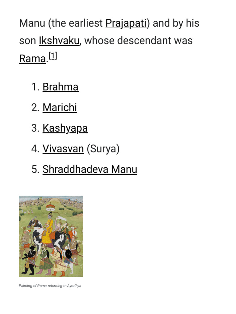 Rama's Ancestors and Family Tree | PDF | 1st Millennium Bc Books | Ramayana