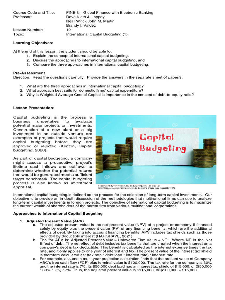 Module 10 FINE 6 | PDF | Equity (Finance) | Capital Budgeting