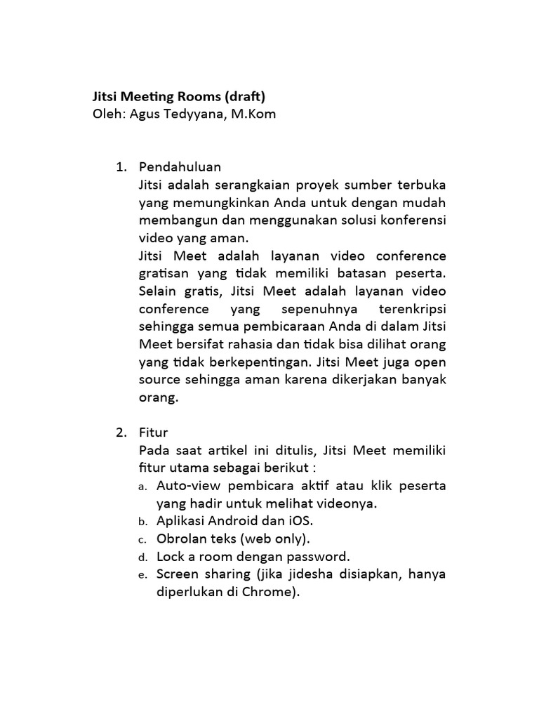 Panduan Jitsi Meeting Rooms | PDF