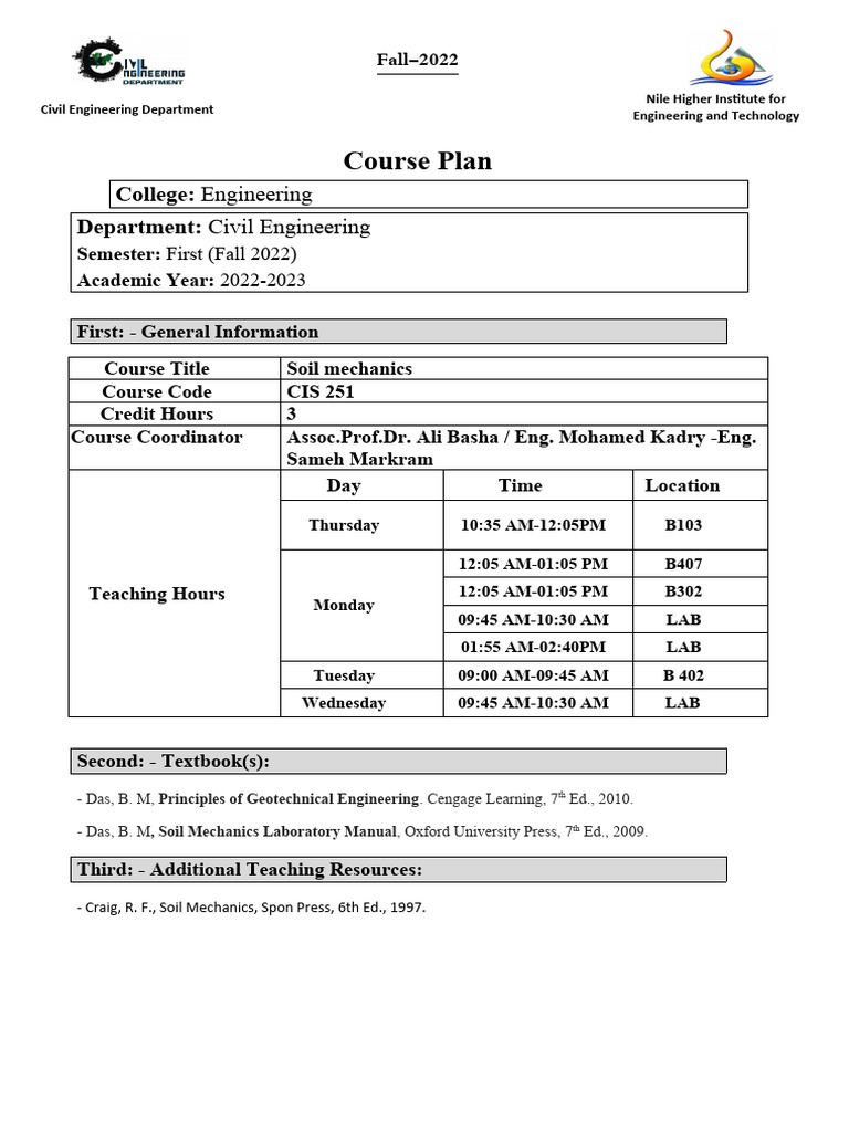 CIS 251 - Soil Mechanics | PDF | Earth Sciences | Solid Mechanics