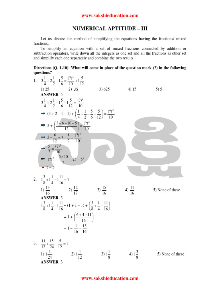 Numerical Aptitude-III | PDF | Abstract Algebra | Division (Mathematics)