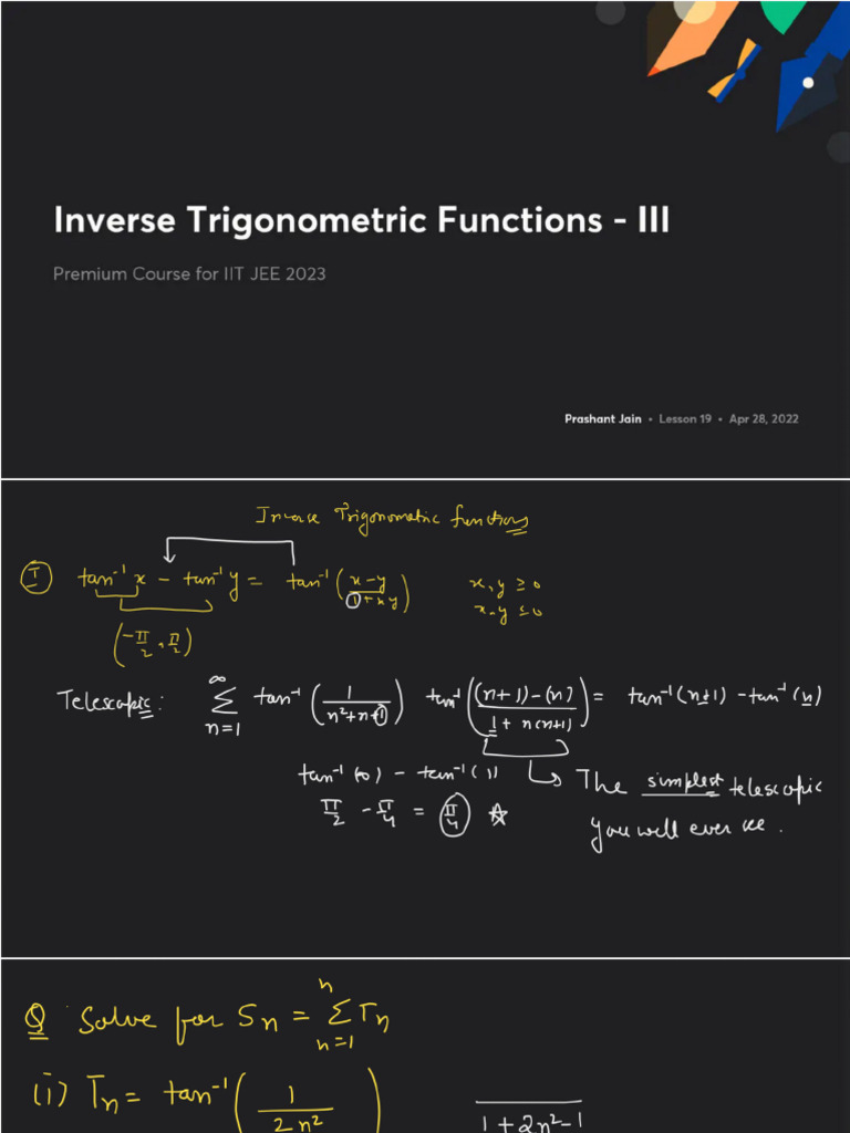 Inverse Trigonometric Functions III With Anno | PDF