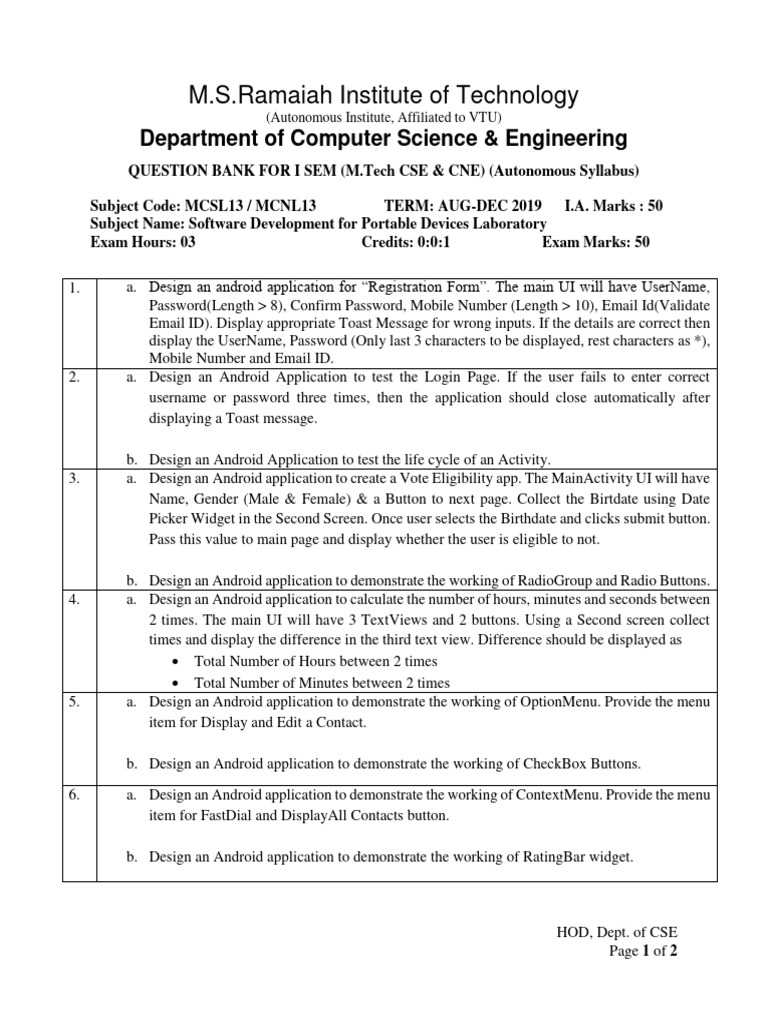 SDPD Lab QB 2019 | PDF | Application Software | Android (Operating System)