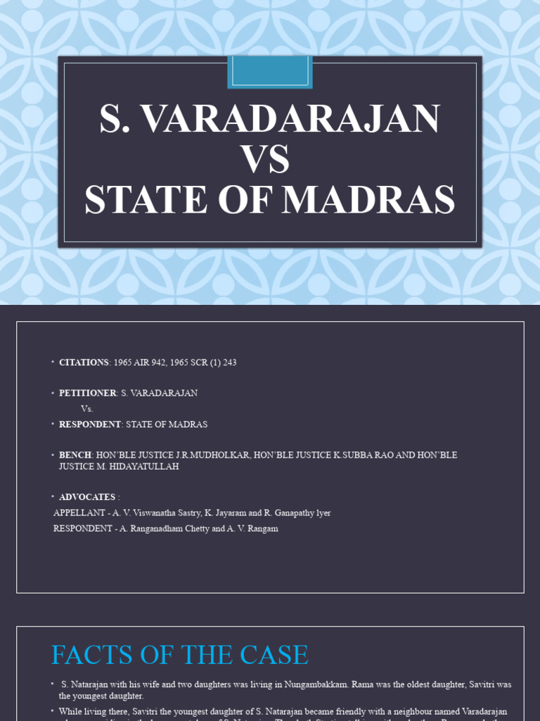 S. Varadarajan Vs State of Madras | PDF | Legal Guardian | Kidnapping