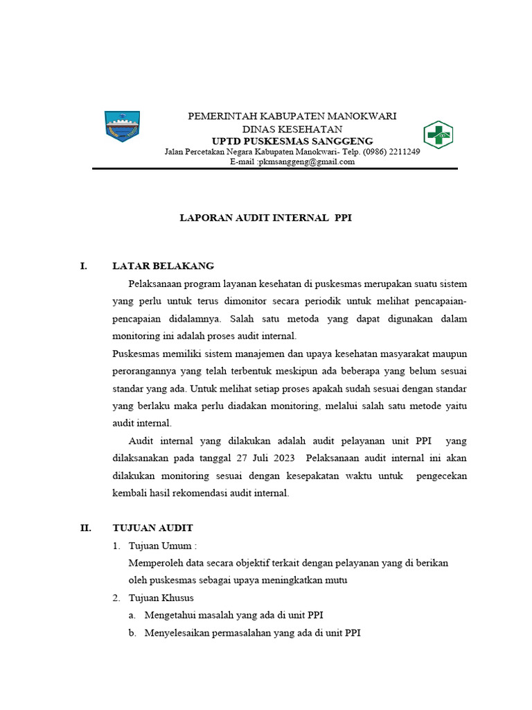 Audit Internal PPI Puskesmas Sanggeng | PDF | Bisnis