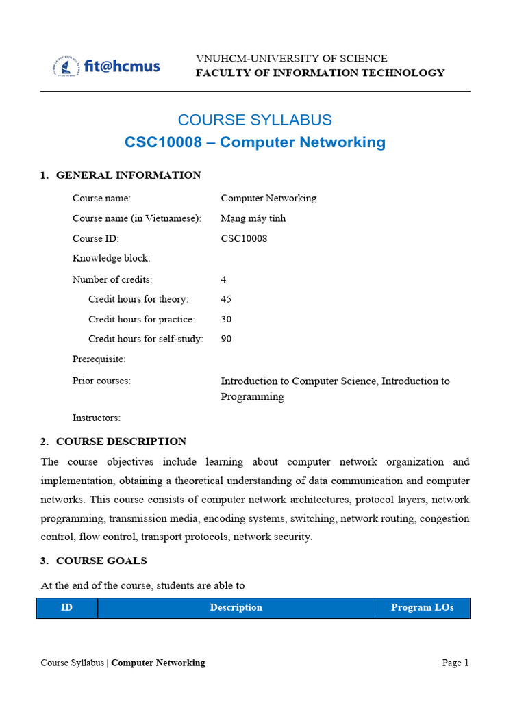 Csc10008 Computer Networking Syllabus 2021 V1 Pdf Computer Network Internet Protocol Suite 