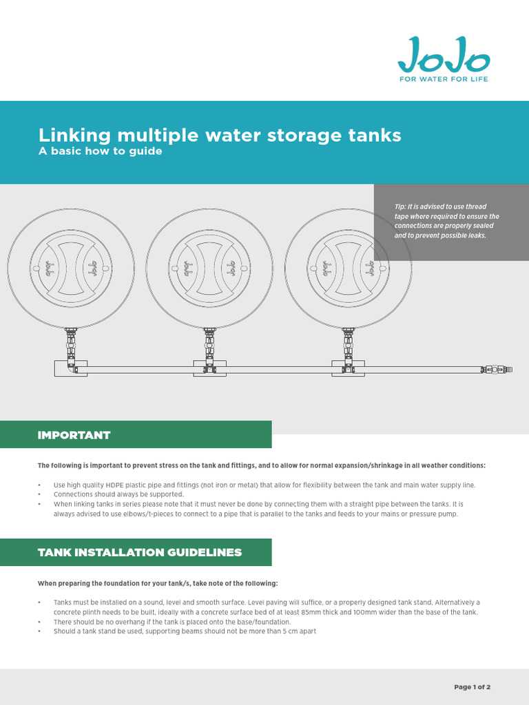 JoJo Tank Installation Guidelines | PDF | Pipe (Fluid Conveyance ...