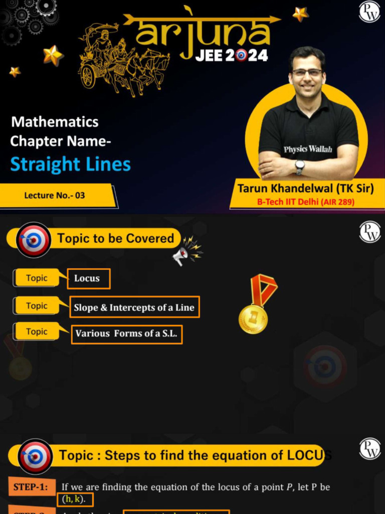 Straight Lines 03 _ Class Notes __ Arjuna JEE 2024 | PDF