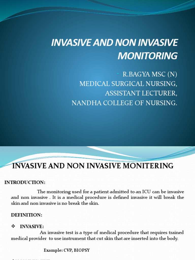 Invasive vs Non-Invasive Monitoring | PDF | Vein | Heart