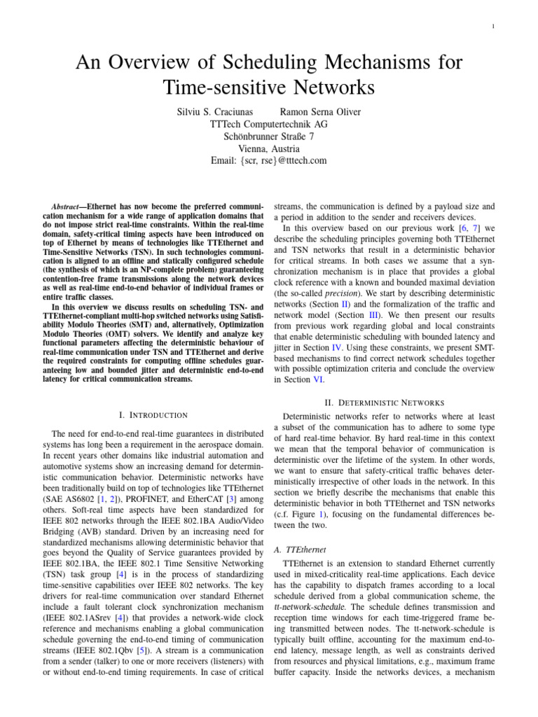An Overview of Scheduling Mechanisms For Time-Sensitive Networks | PDF | Mathematical ...