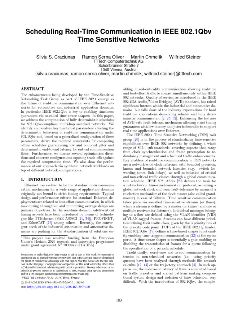 Scheduling Real-Time Communication in IEEE 802.1Qbv Time Sensitive Networks | PDF | Computer ...