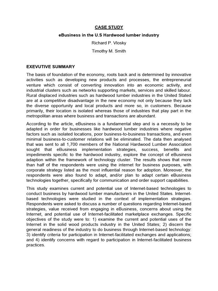 Case Study | PDF | Lumber | Sustainability