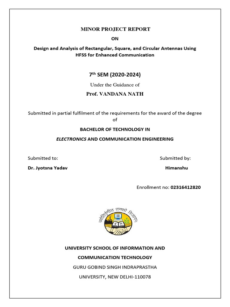 MinorProject For Ece Final Year Students | PDF | Antenna (Radio ...