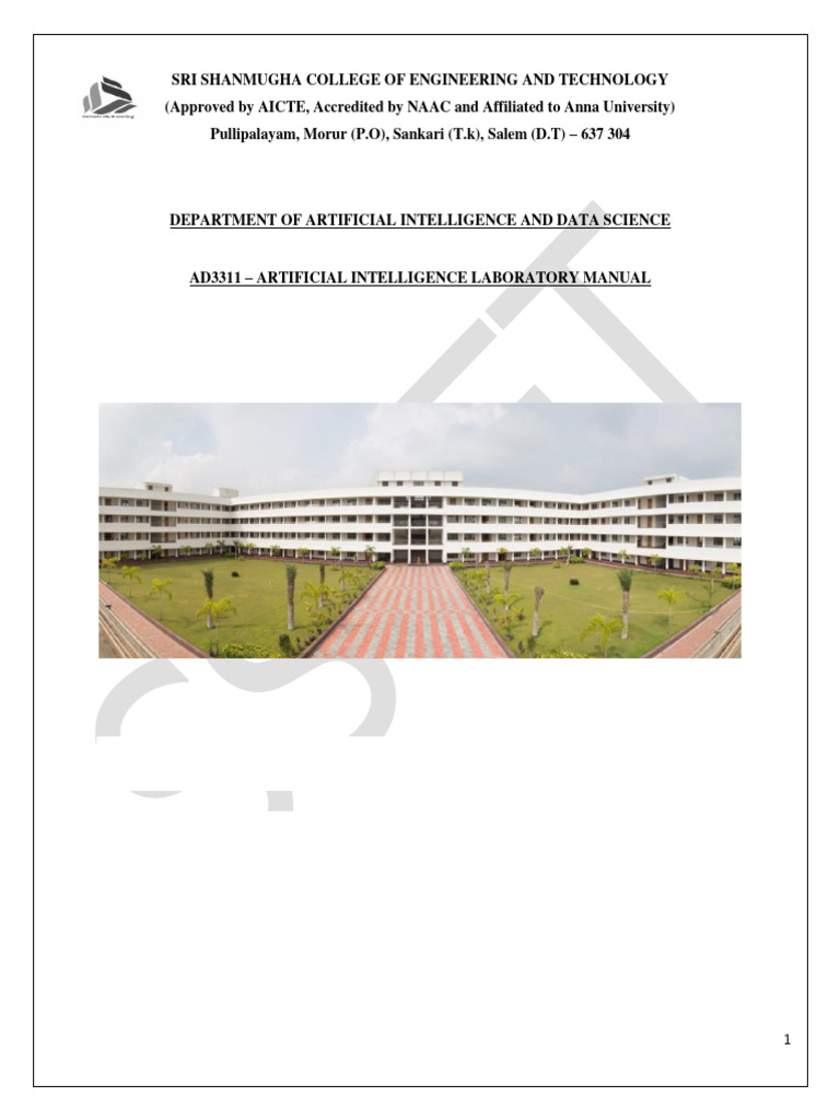 Ad3311 - Ai Lab Manual | Download Free PDF | Engineering | Computer Program