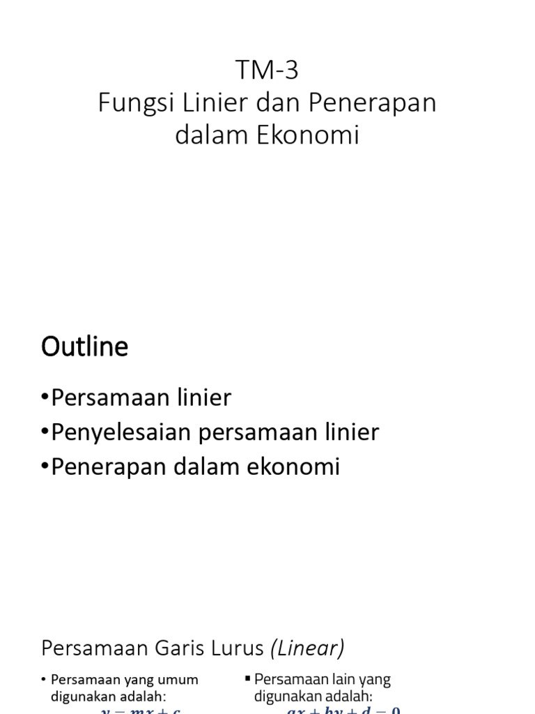 STD - TM3. Persamaan Linear | PDF