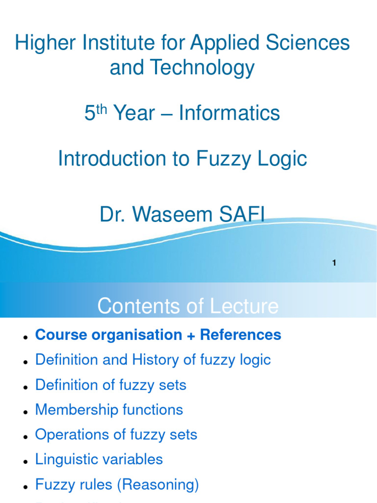 Fuzzy Logic-HIAST-5th-Year | PDF | Fuzzy Logic | Set (Mathematics)