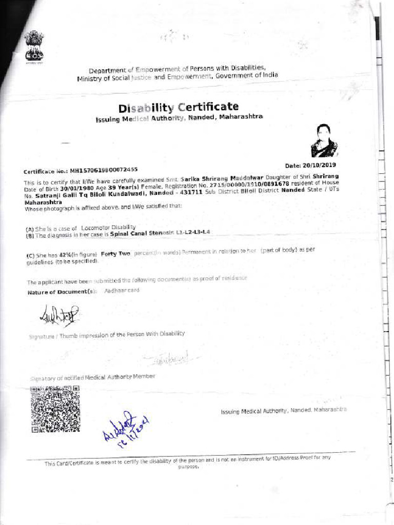 Disability Certificate Issuance Details | PDF