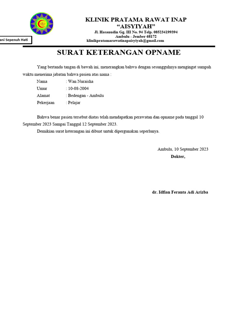 surat keterangan opname | PDF