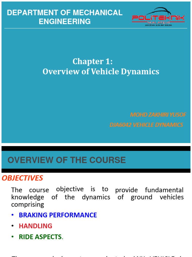 Vehicle Dynamics Course Overview | PDF | Cartesian Coordinate System ...