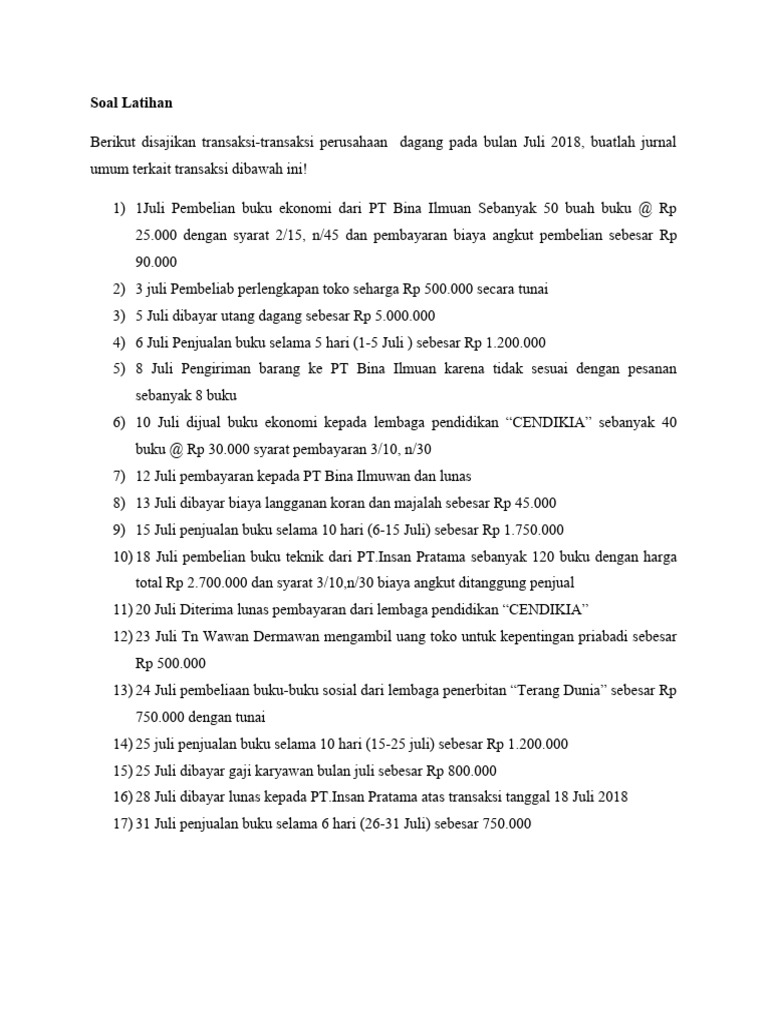 Soal Latihan Perusahaan Dagang | PDF