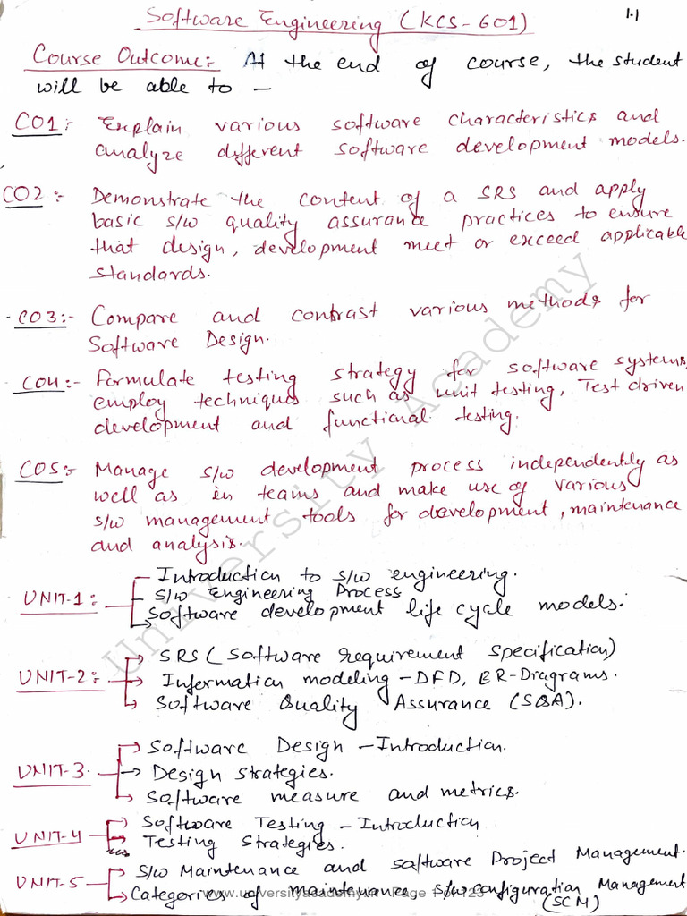 Software Engineering Notes | PDF Software Engineering Notes | PDF