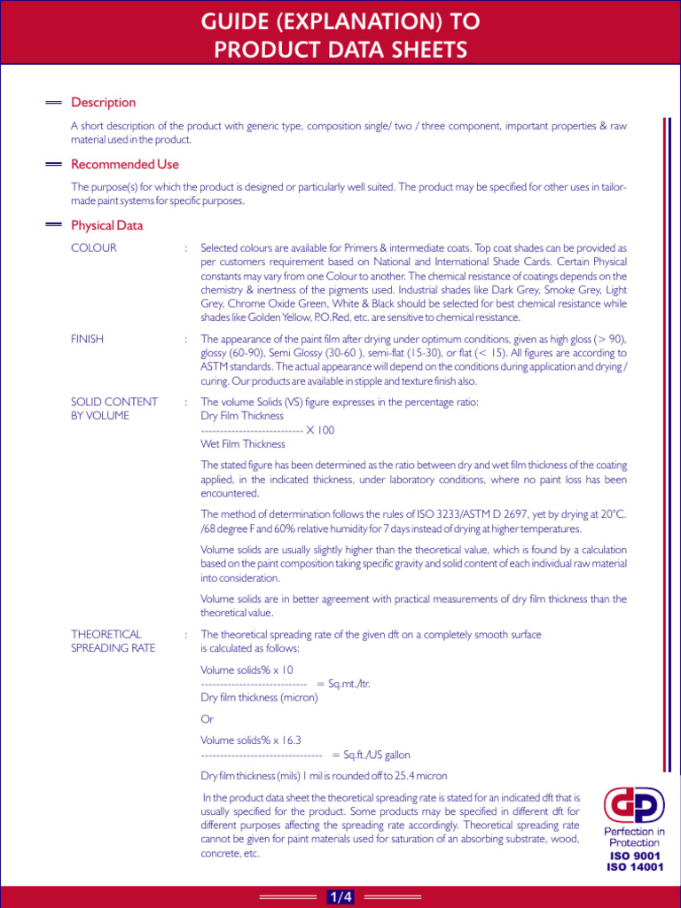 Guide To Paint Product Data Sheet | PDF