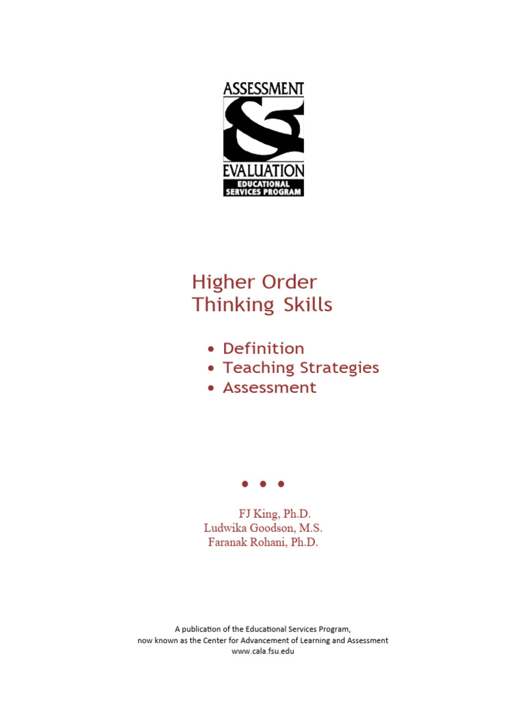 BUKU Higher Order Thinking Skills - FJ King, Ph.D. | PDF | Creativity ...