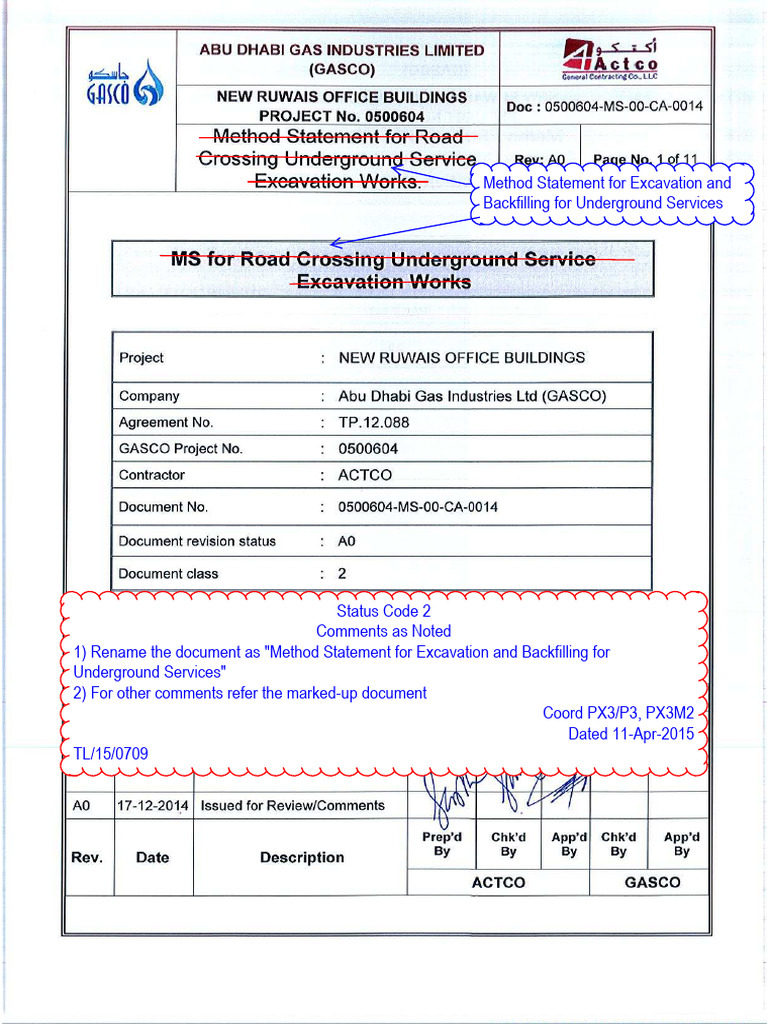Method Statement For Excavation and Back | PDF | Personal Protective ...