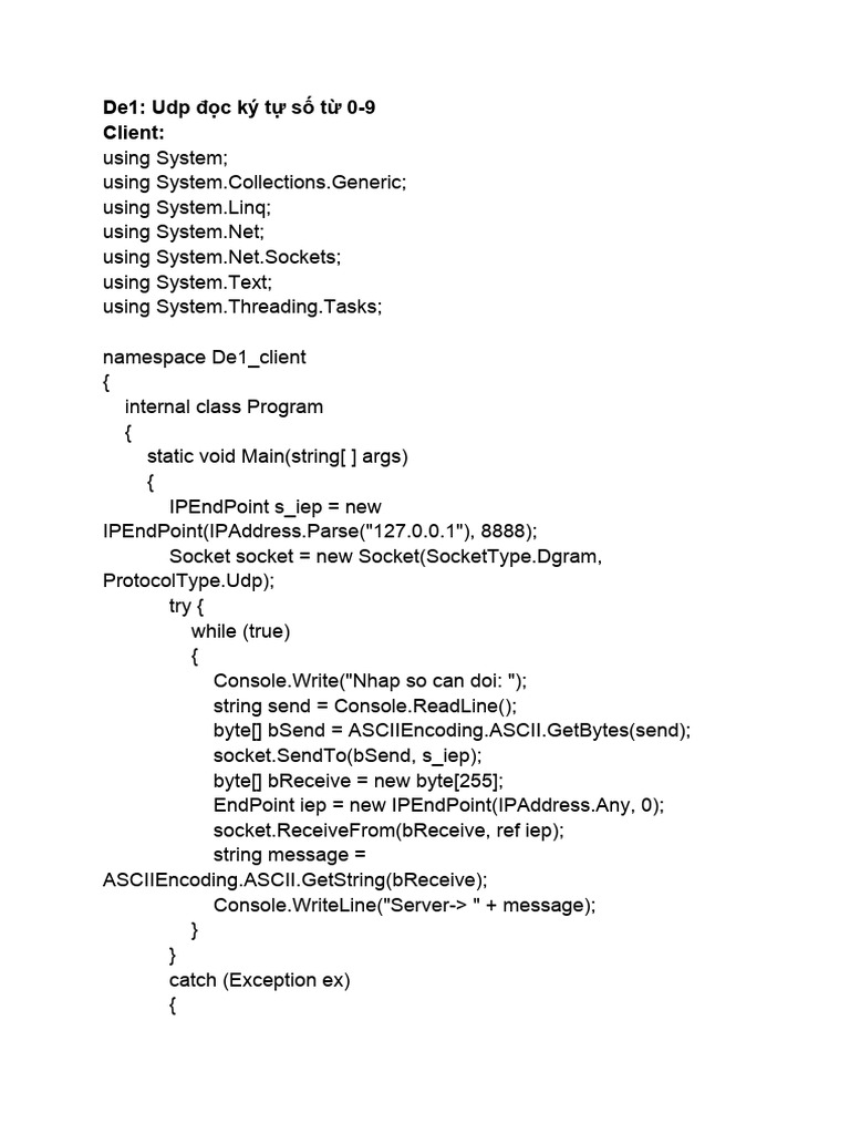 Đề LTHT | PDF | Network Socket | Language Integrated Query