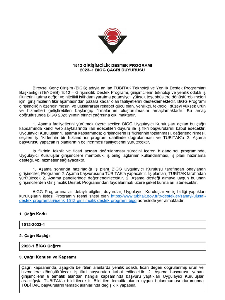 Bigg 2023 Yili 1. Cagri Duyurusu 230324 | PDF